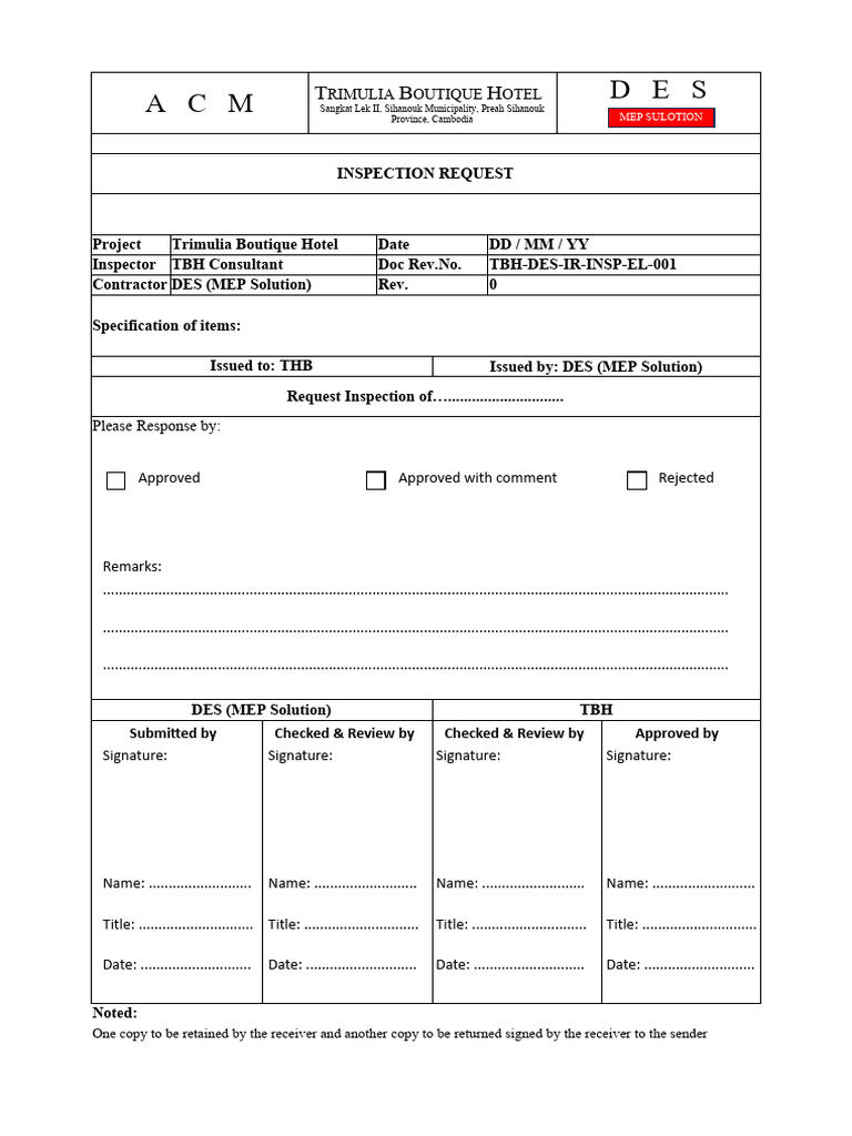 Inspection Request | PDF