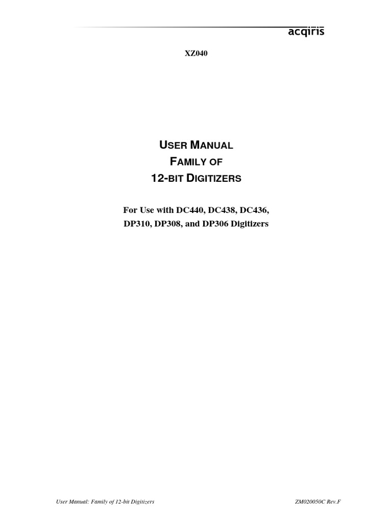 ACQIRIS-User Manual 12 Bit Digitizers | PDF | Installation (Computer Programs) | Microsoft Windows