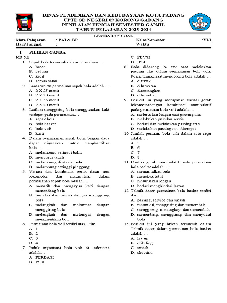 Soal Kelas 6 Pjok | PDF