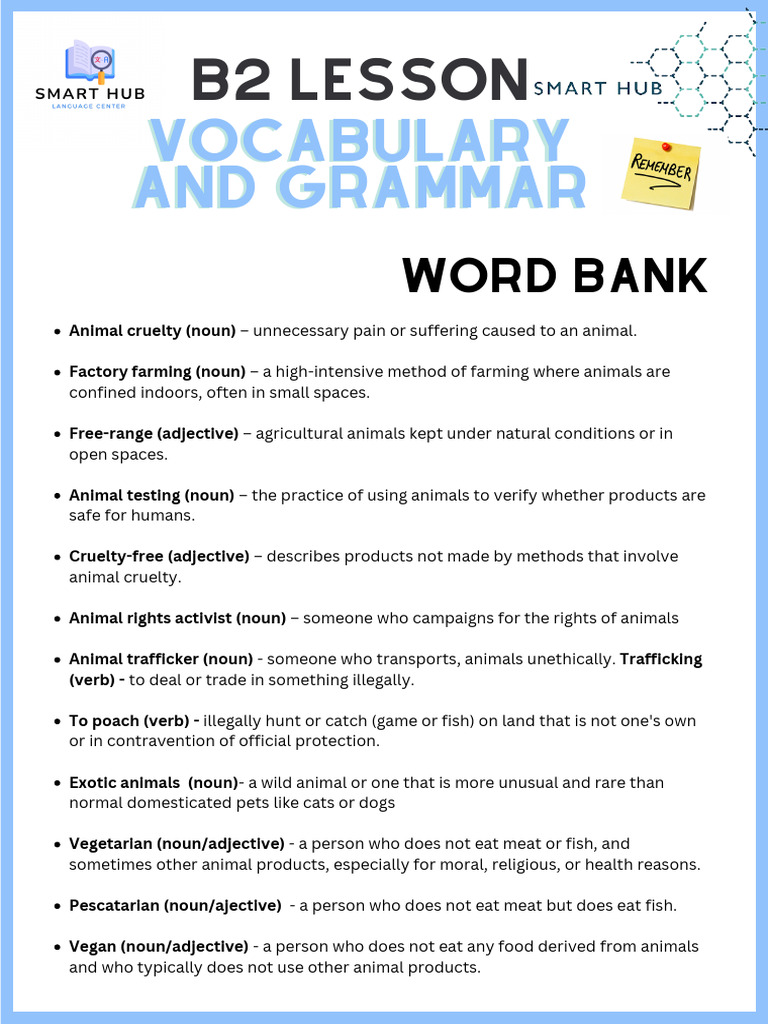 B2 English Lesson Plan Animal Rights | PDF | Cruelty To Animals | Adjective