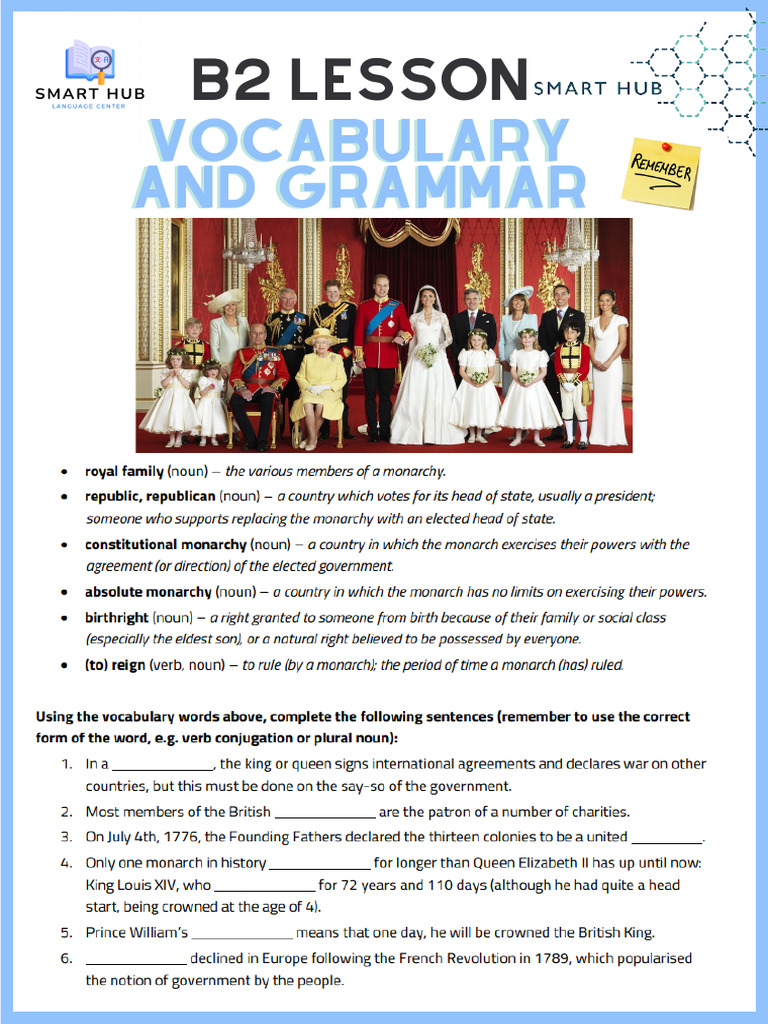 B2 english lesson plan -Royalty and monarchy | PDF