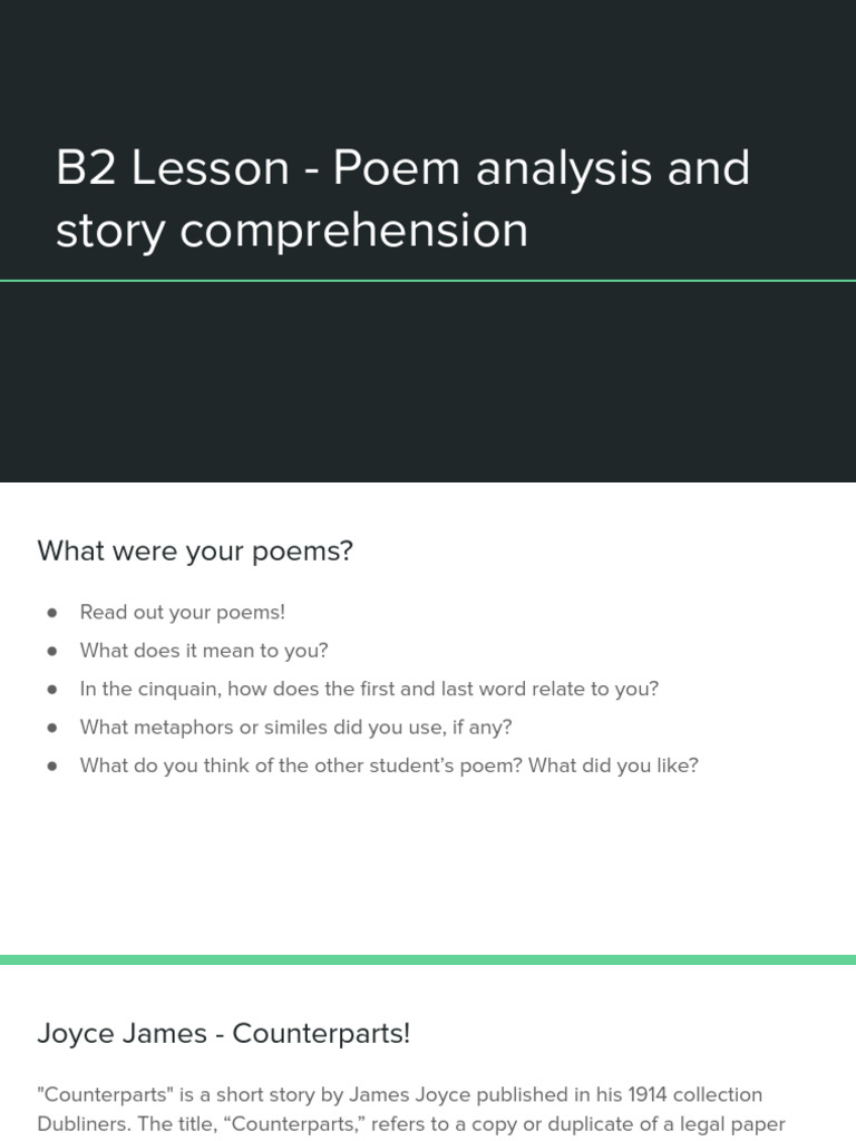 B2 Lesson - Poem Analysis and Story Comprehension | PDF