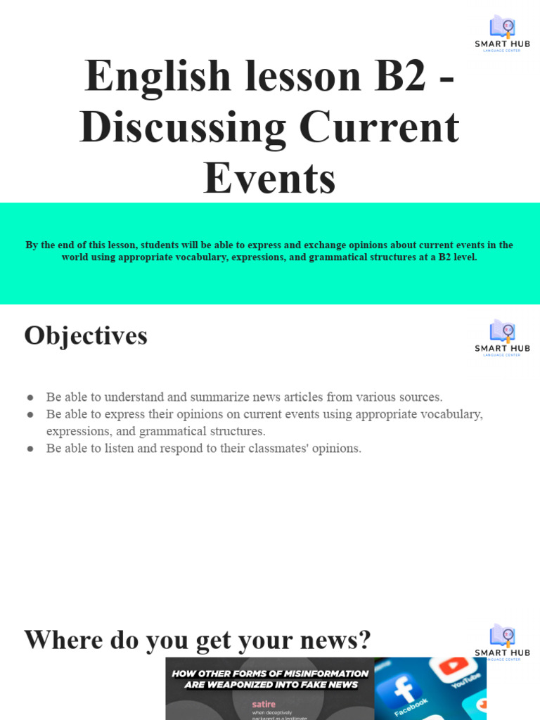 English Lesson B2 - Current Events | PDF | Linguistic Morphology | Syntax