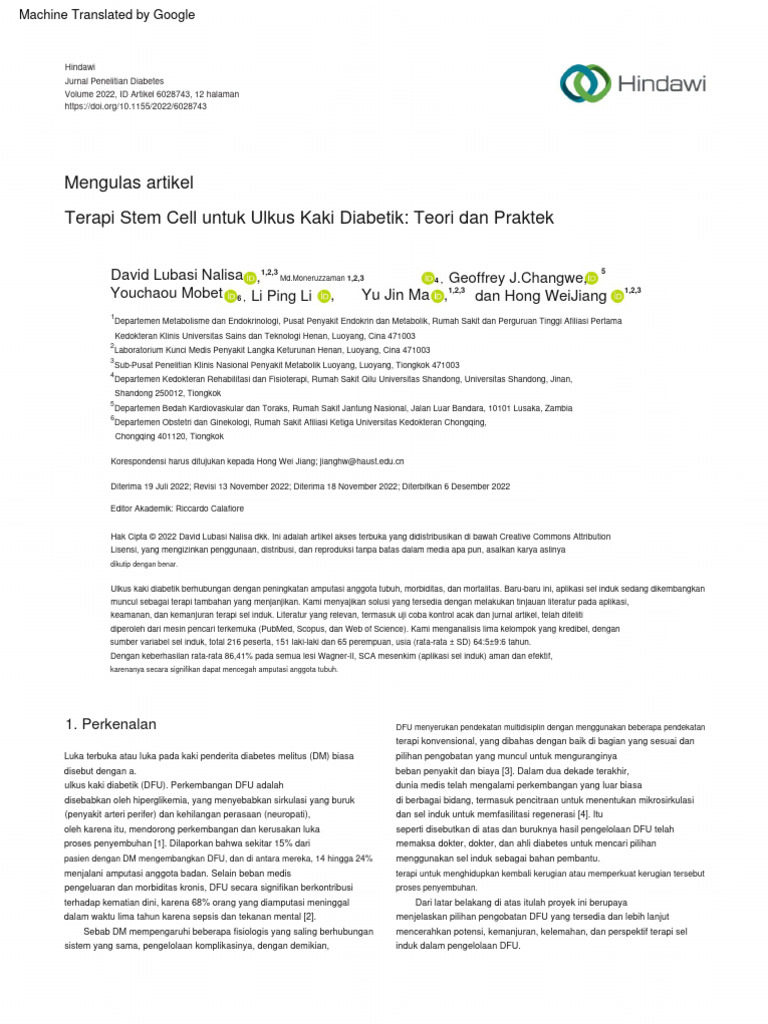 Stem Cell Therapy For Diabetic Foot Ulcers Theory and Practice | PDF