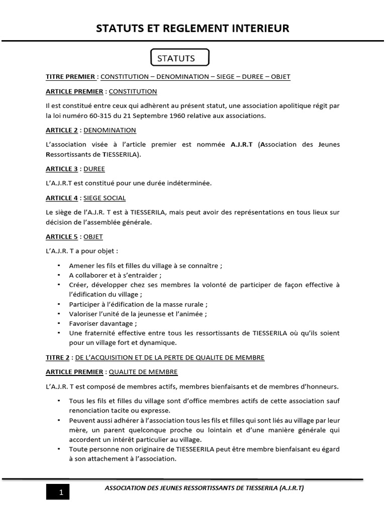 Statut CORRIGE | PDF