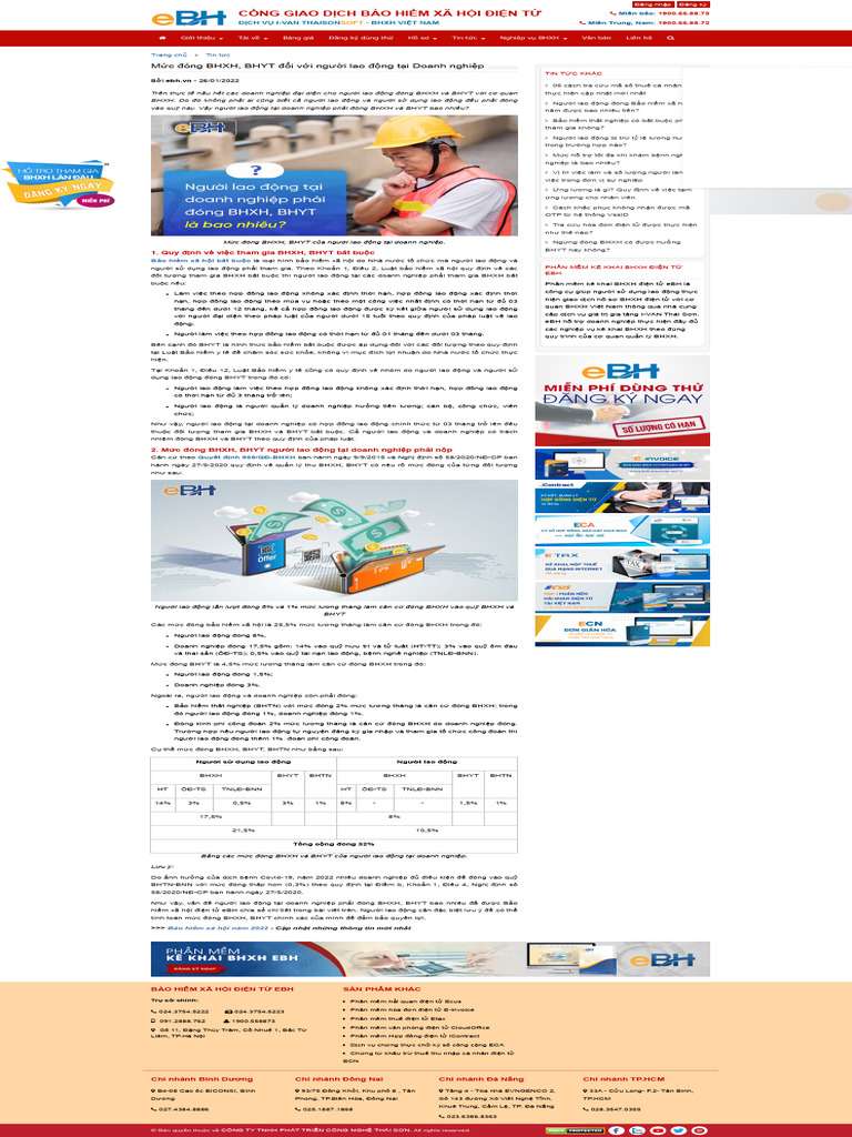 Mức đóng BHXH, BHYT đối với người lao động tại Doanh nghiệp | PDF