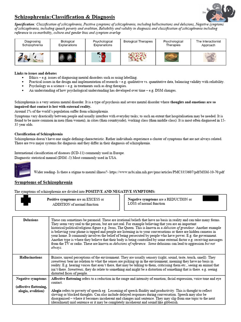 Schizophrenia - Classification & Diagnosis Lesson 1 | PDF ...