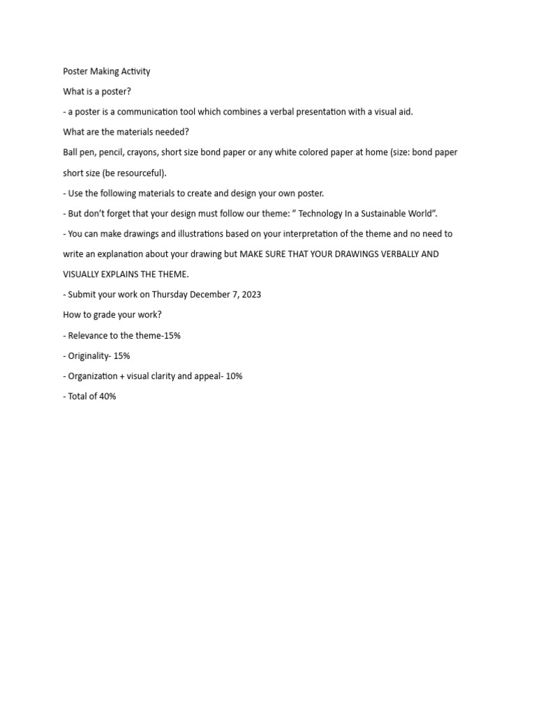 Poster Making Activity | PDF