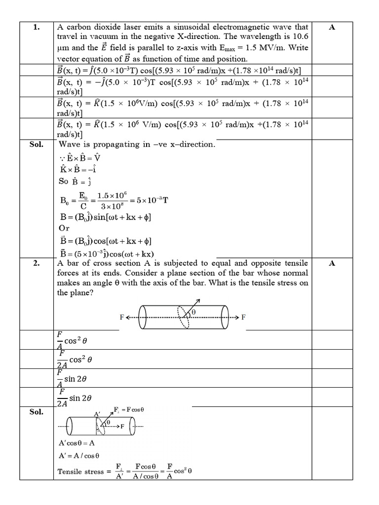 MRTS-3 (Paper With Solution) | PDF | Rotation Around A Fixed Axis | Physical Quantities