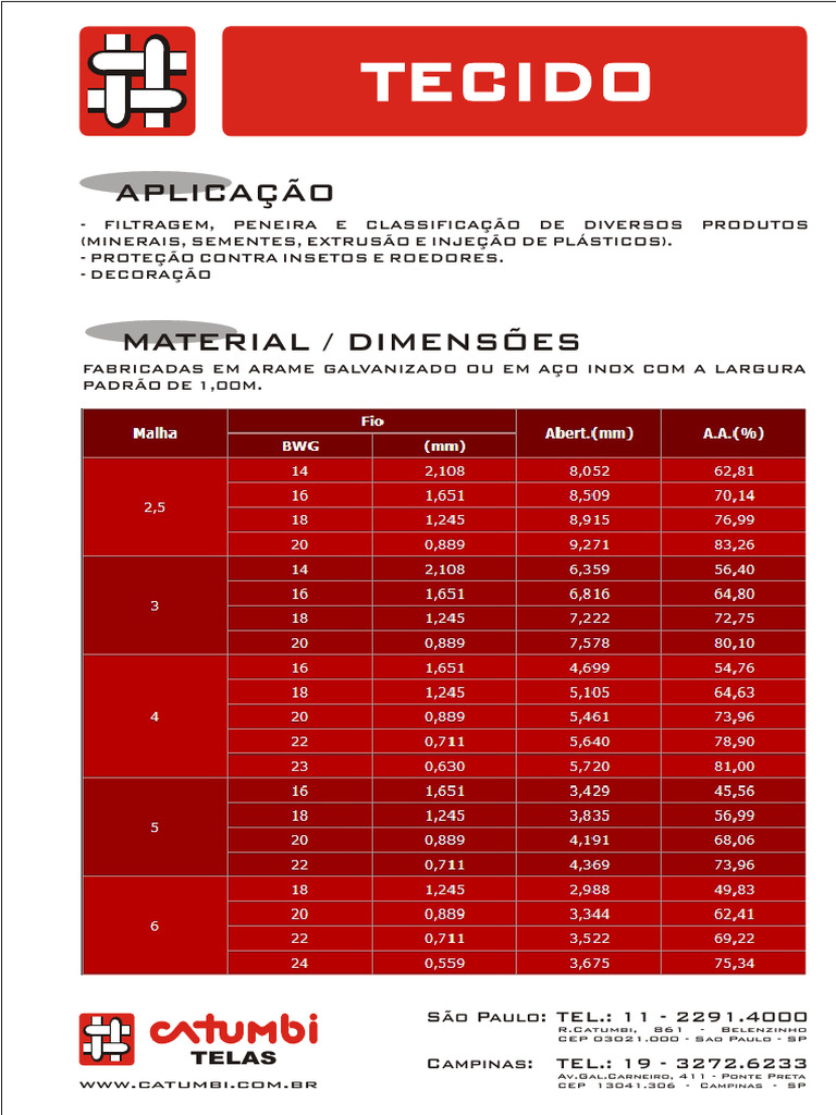 Catalogo Tecido e Telas Catumbi Campinas | PDF