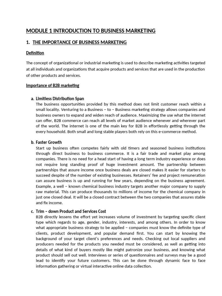B2B - Module 1 | PDF