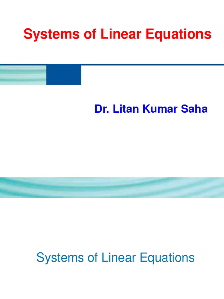System Of Linear Equations Pdf