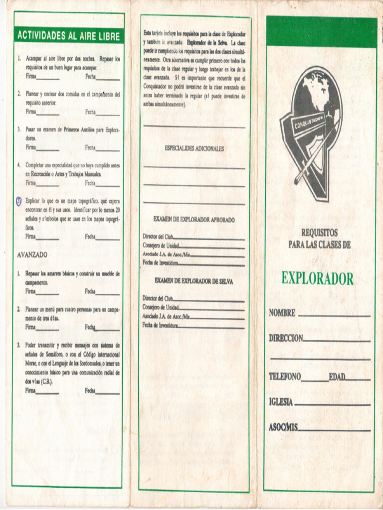 Tarjeta de Explorador | PDF