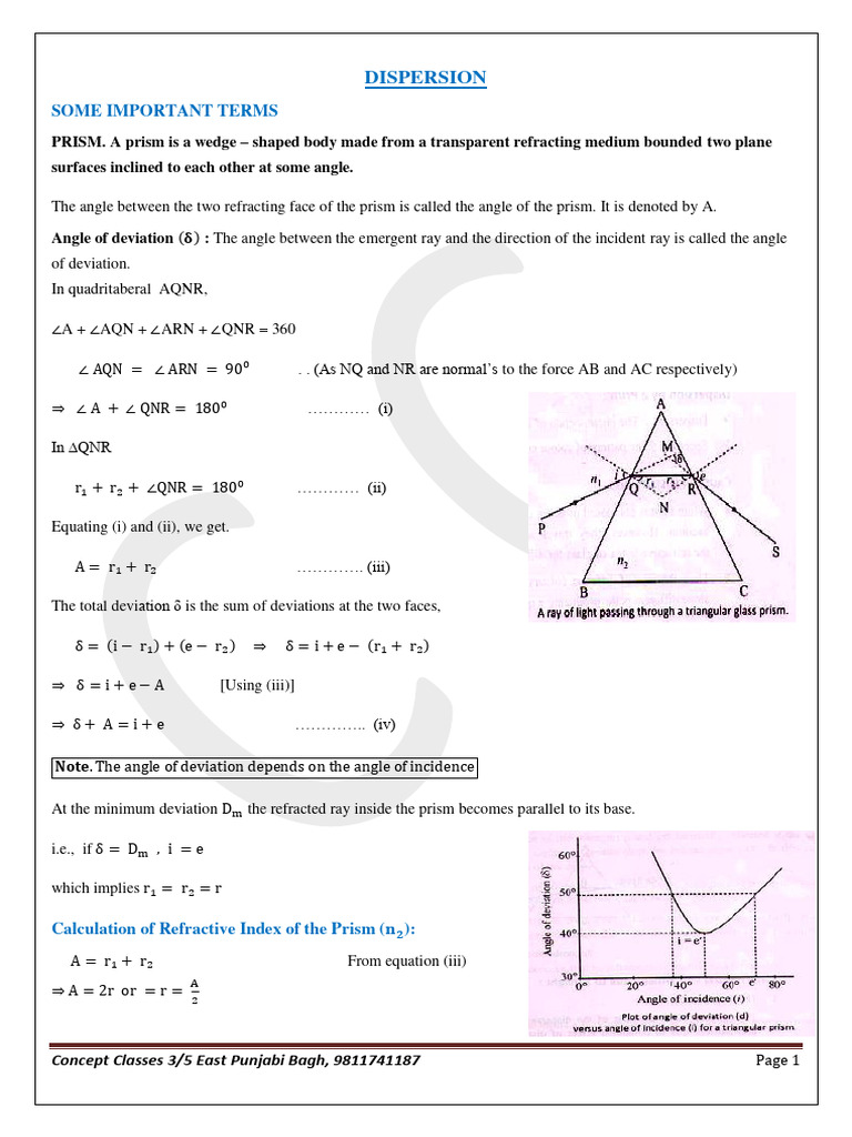 Dispersion Physics (Xii) 1-6 | PDF | Rainbow | Dispersion (Optics)