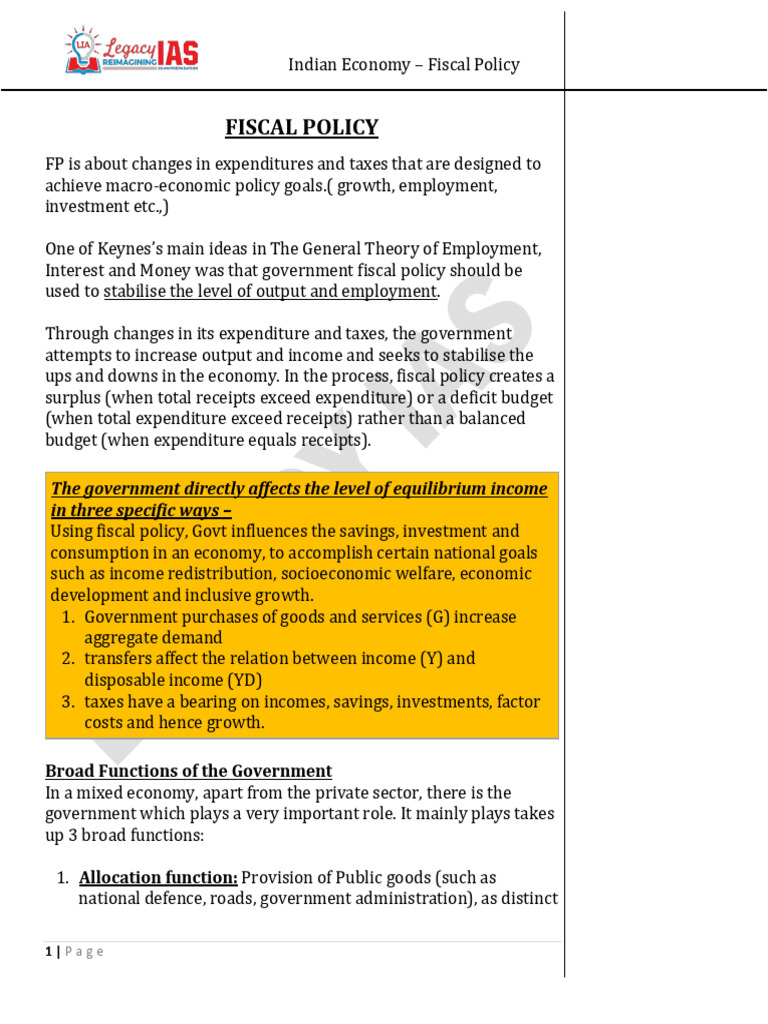 Module 7 Fiscal Policy | PDF | Taxes | Fiscal Policy