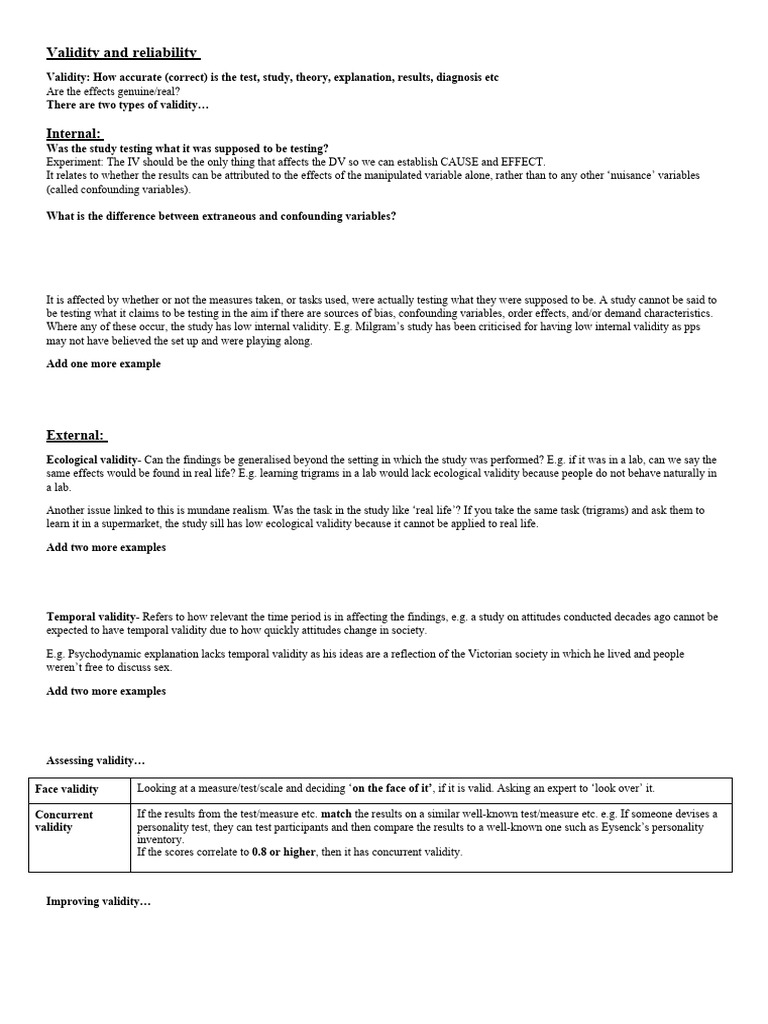 Validity and reliability | PDF | Validity (Statistics) | Experiment