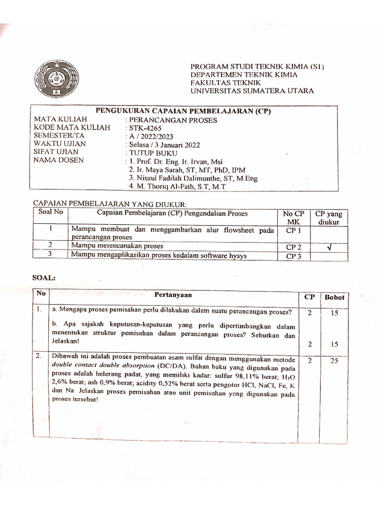 CP 2 UAS Perancangan Proses 2022 | PDF
