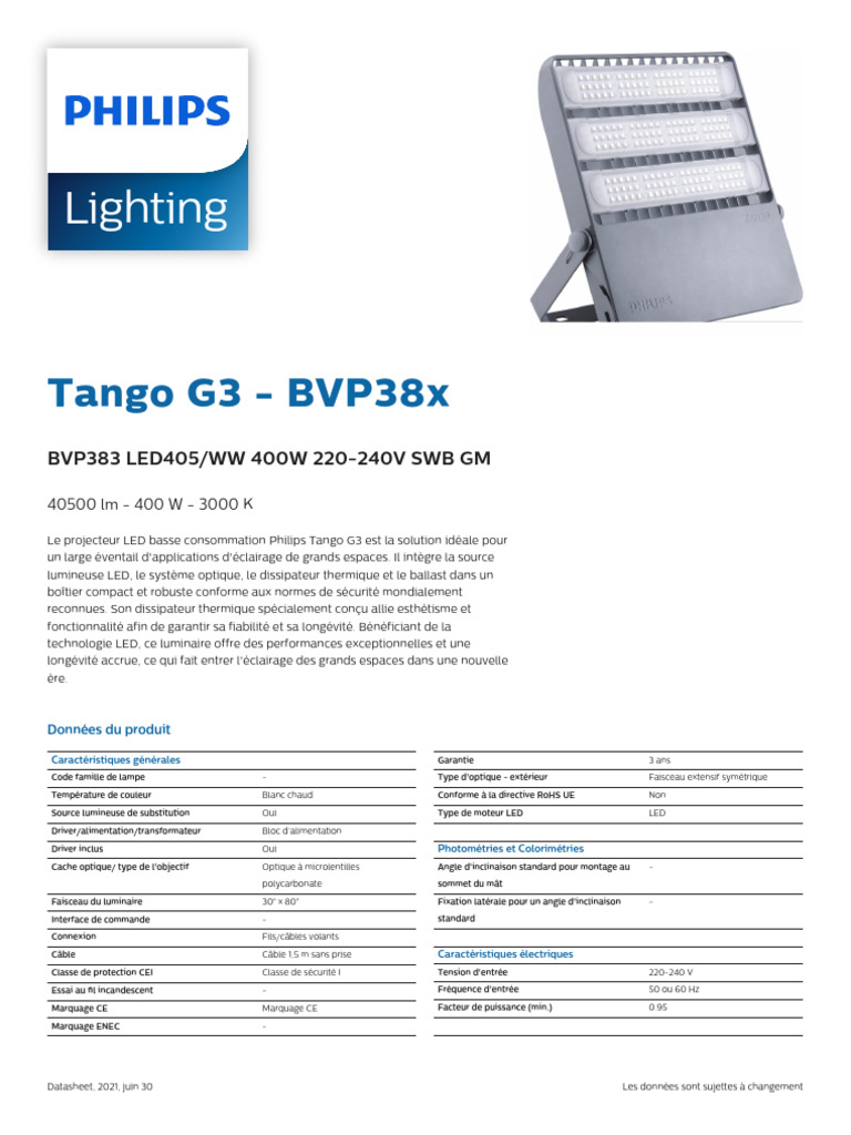 Projecteur LED 400W Philips Tango G3 | PDF | Diode électroluminescente ...