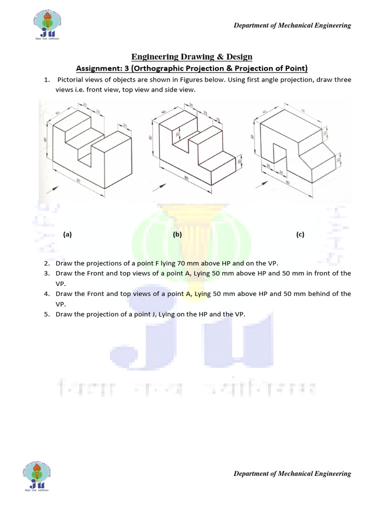 Assignment 3 2023 Orthographic Projection Point Pdf