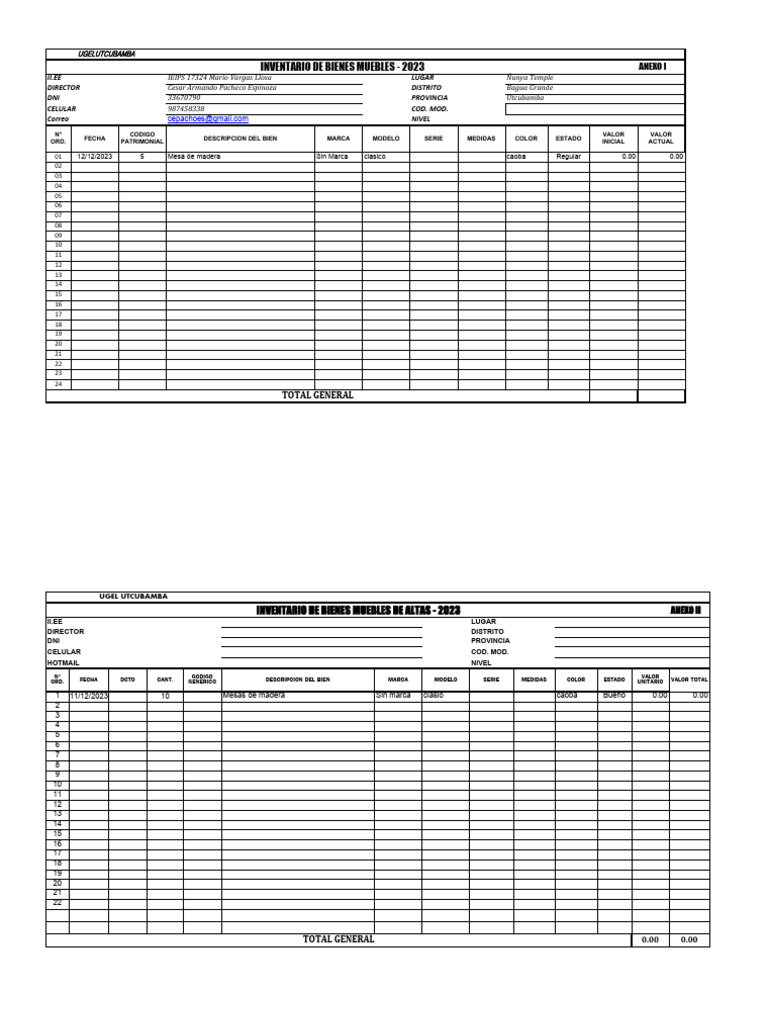 Formatos Inventario 2023 | PDF
