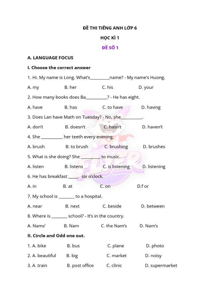 ĐỀ 1 | PDF | Syntax | Grammar