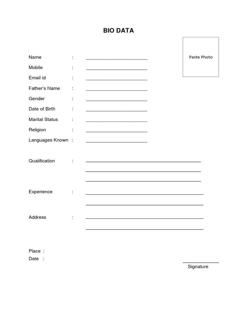 Simple Biodata Format For Job | PDF