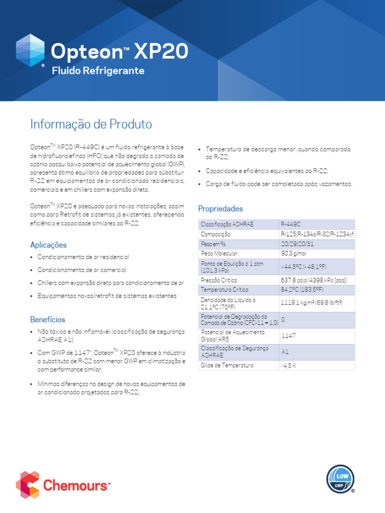 Opteon XP20 | PDF | Ar condicionado | Termodinâmica