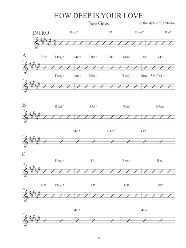 How Deep Is Your Love Chord Chart - PJ Morton | PDF