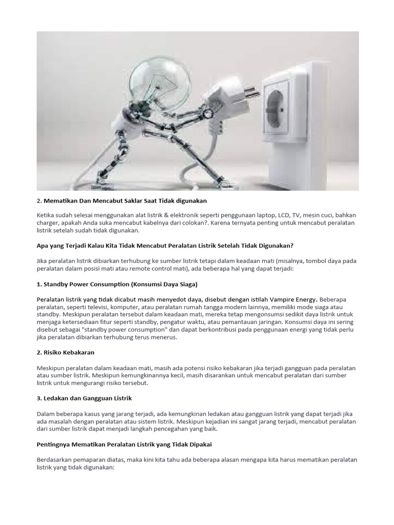 Mematikan Dan Mencabut Saklar Saat Tidak Digunakan | PDF