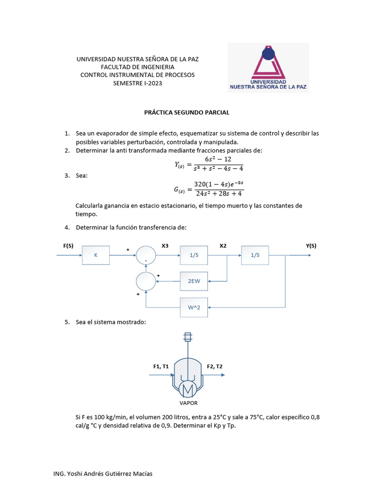 Control de Procesos: Ejercicios y Cálculos | PDF | Termodinámica | Cantidad