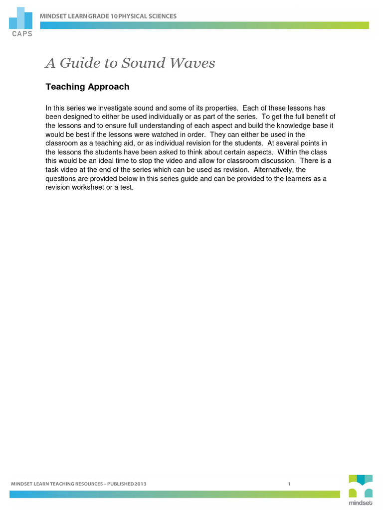 Physical Science 10-1 A Guide To Sound Waves | Download Free PDF | Sound | Waves