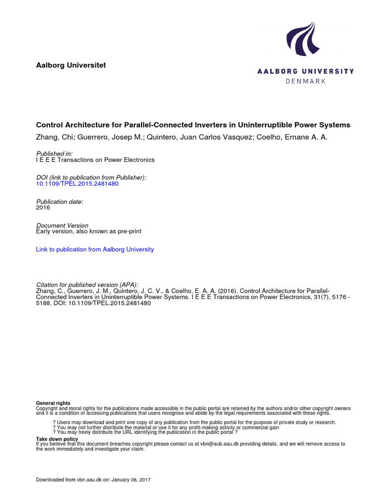 Control Architecture For Parallel Connec | PDF | Power Inverter ...