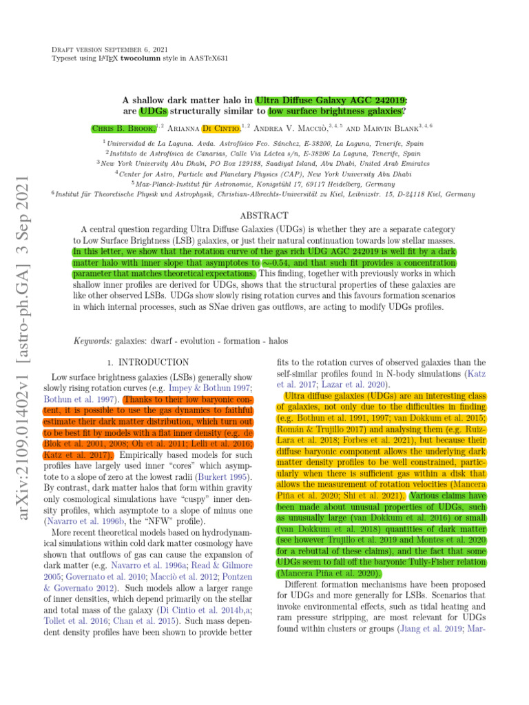 A Shallow Dark Matter Halo in Ultra Diffuse Galaxy AGC 242019 - Sept ...
