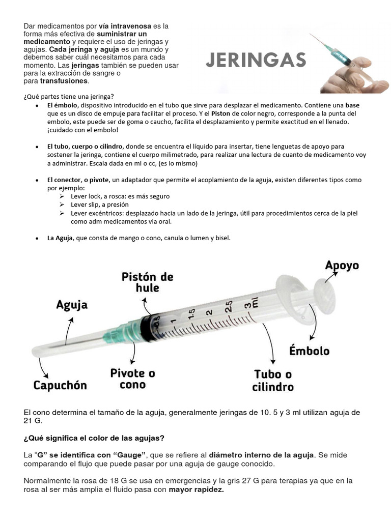 Tipos y Usos de Jeringas y Agujas | PDF | Inyección (medicina ...