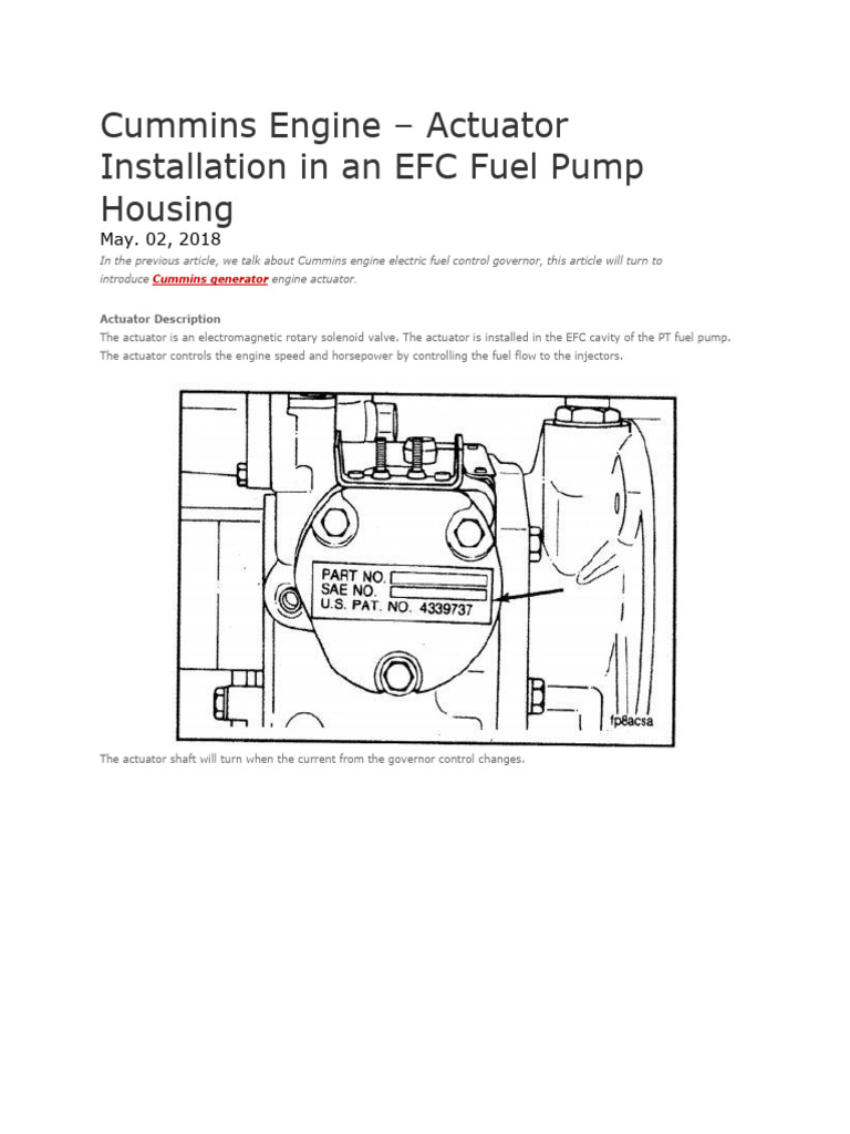 ACTUADOR PT Cummins Engine | PDF | Gear | Electric Generator