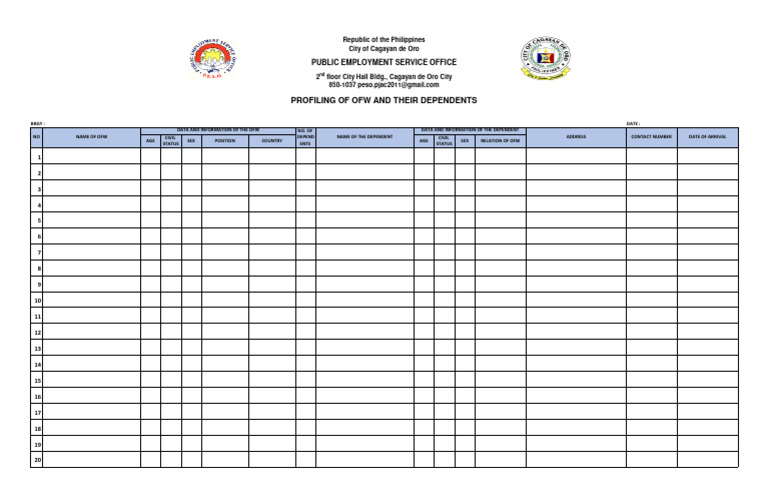 OFW Profiling Form | PDF