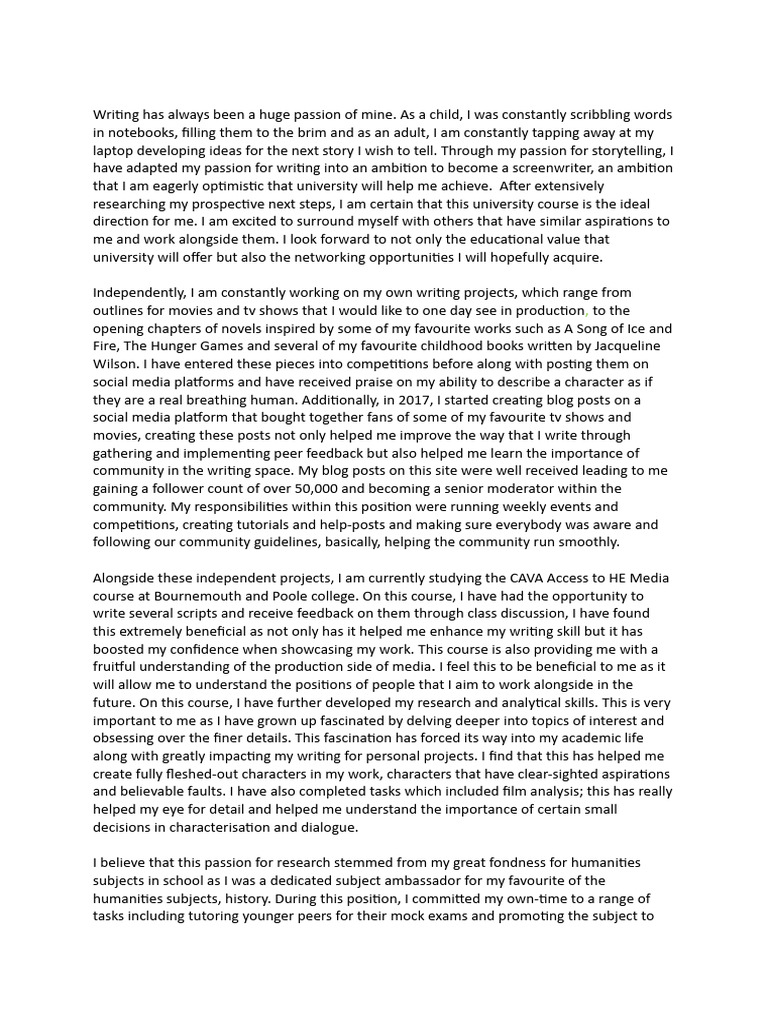 CL Personal Statement Draft 2 | PDF | Human Communication | Cognition