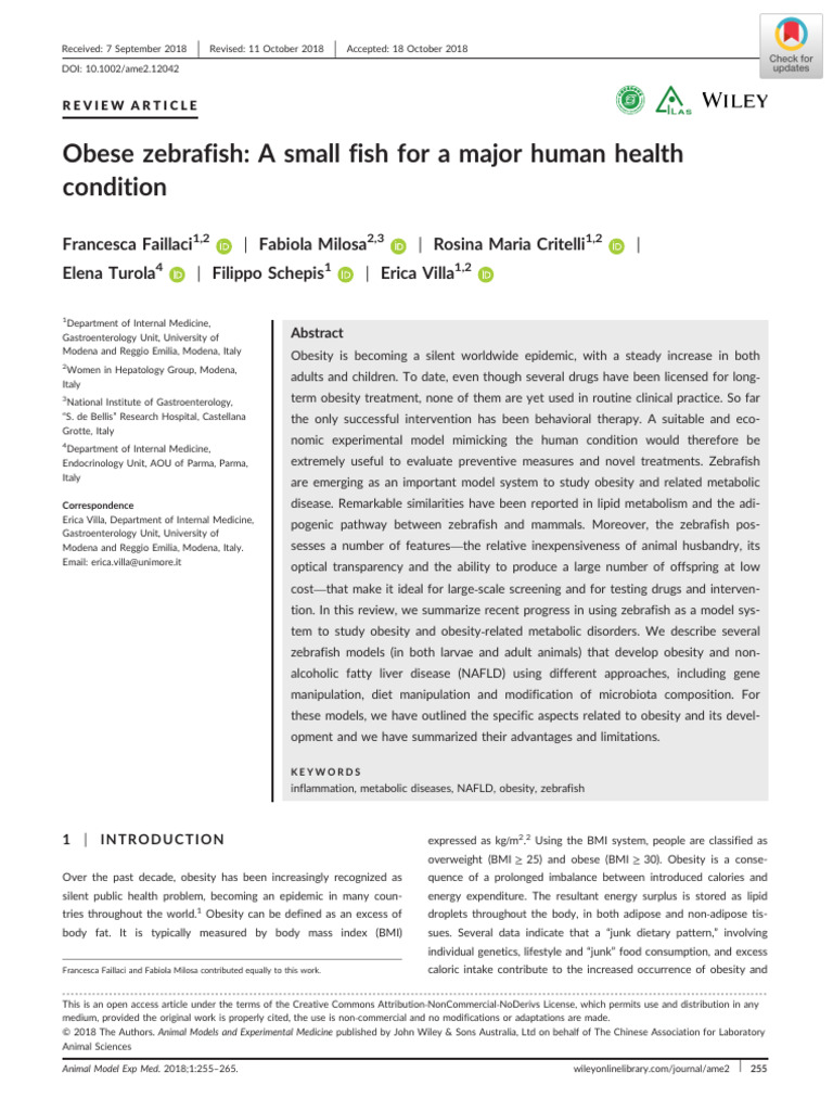 Zebra Fish Obese | PDF | Adipose Tissue | Leptin