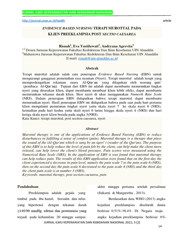 Evidence Based Nursing Terapi Murottal Pada | PDF