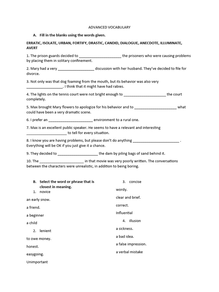 Advanced Vocab | PDF