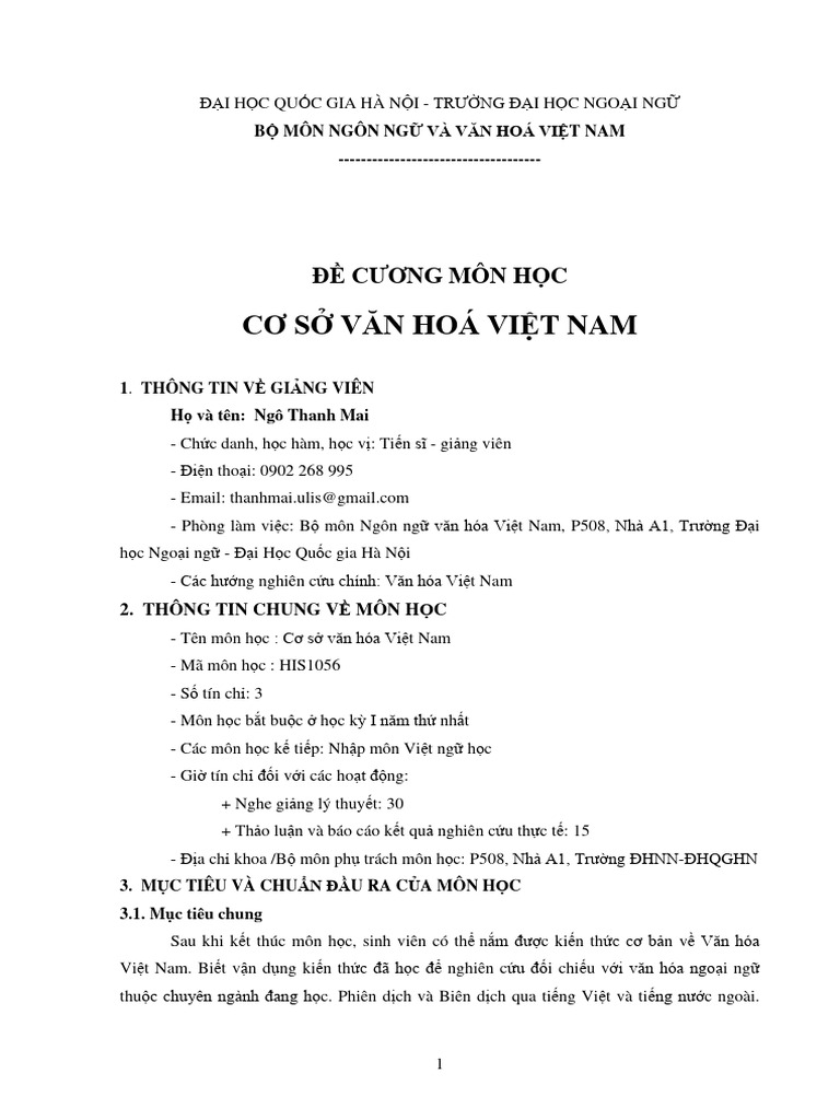 ĐỀ CƯƠNG MÔN CSVHVN 2022 - 2023 | PDF