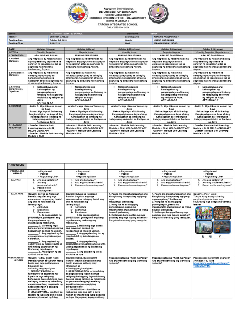 AP 7-Q1-WEEK 6-OCT-2-6-2023 | PDF