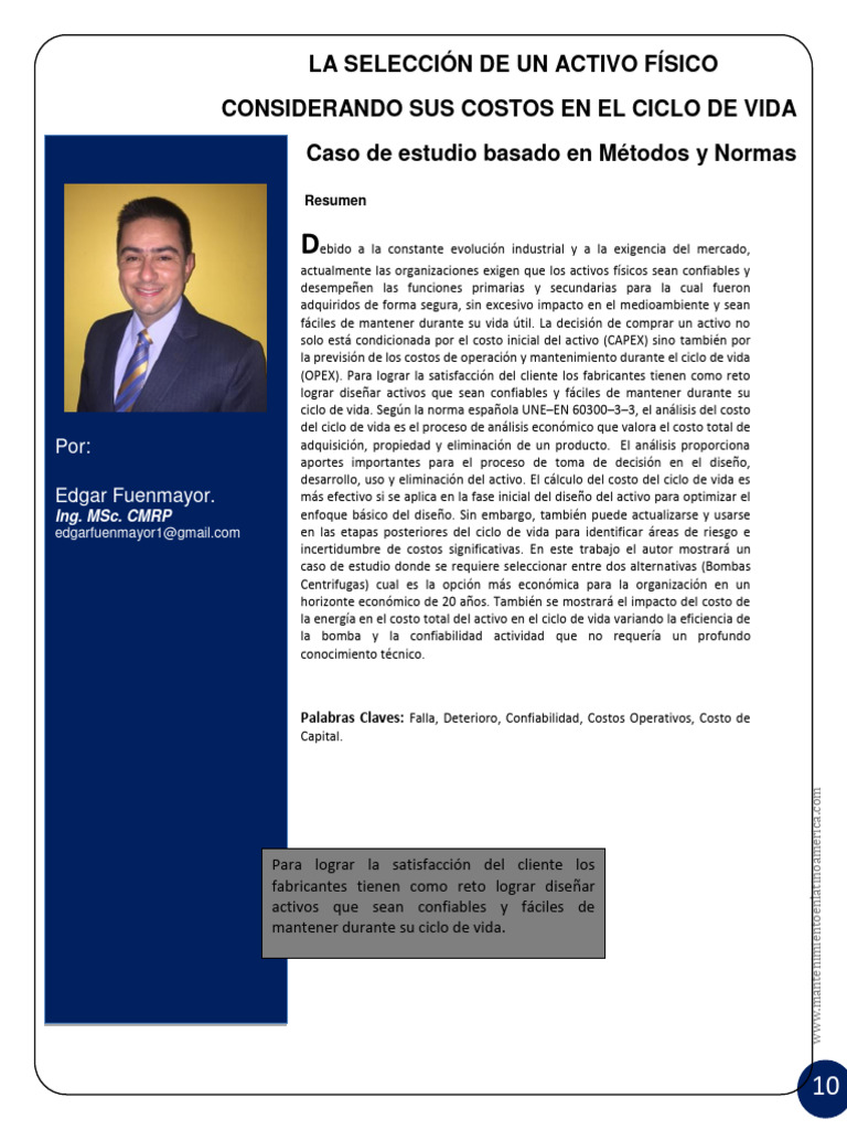 Selección de Activos por Costos de Ciclo de Vida | PDF | Ingeniería de ...