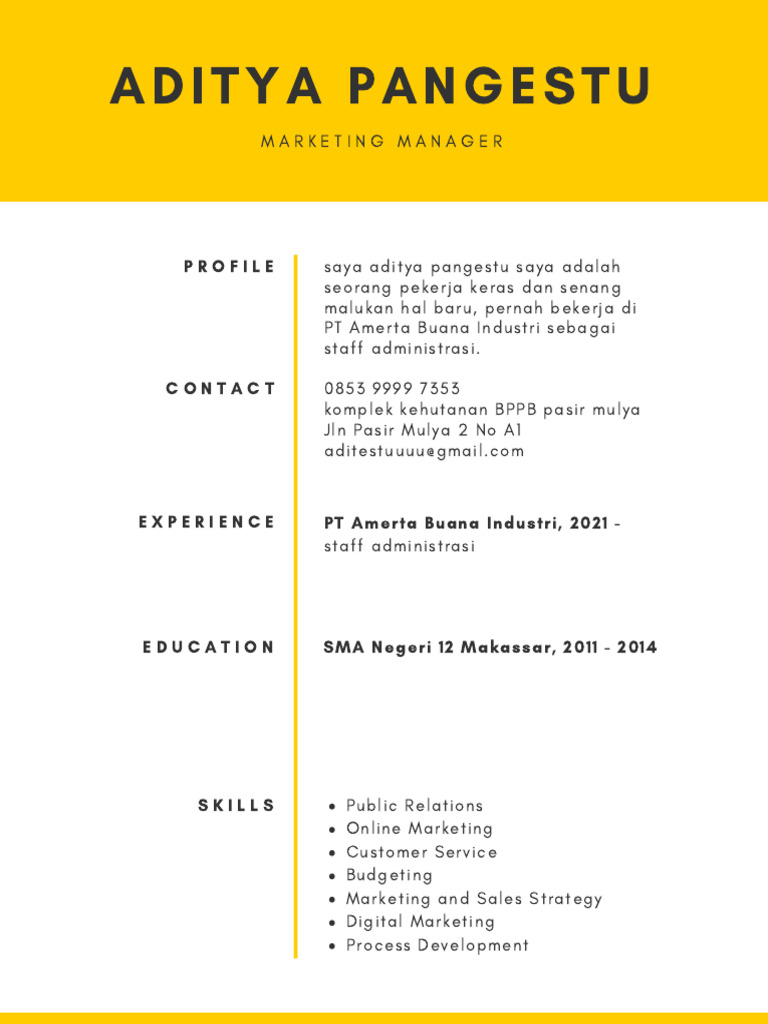 Aditya Pangestu Resume | PDF