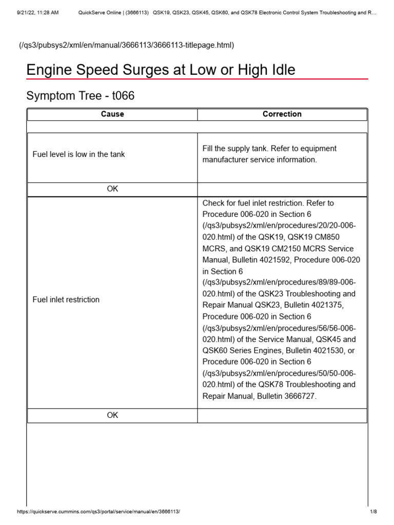 Engine Speed Surges at Low or High Idle | PDF | Throttle | Vehicle Parts