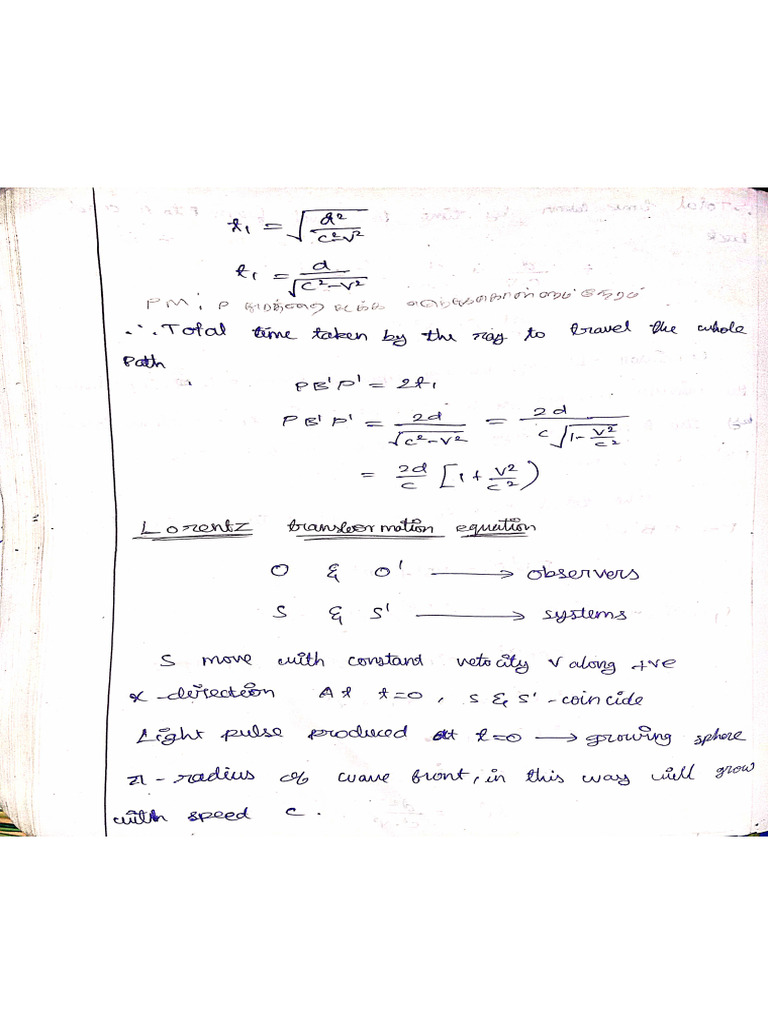 Lorentz Transformation Equation Pdf