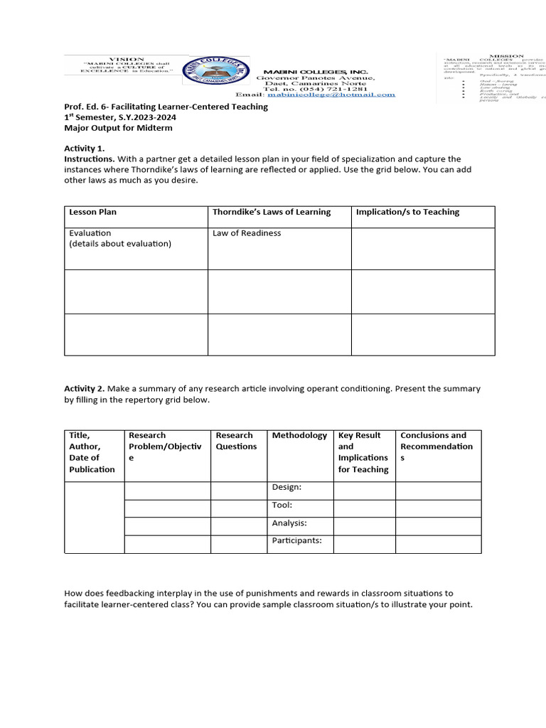 Prof Ed 6 Midterm Output Task Instructions | PDF