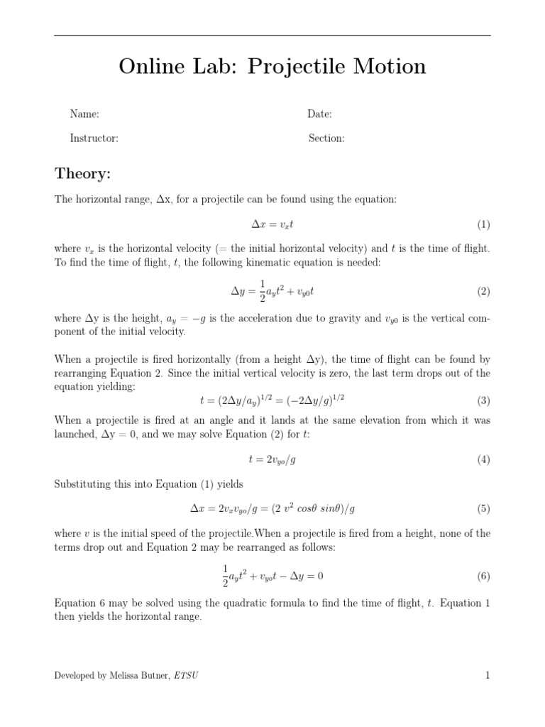 Physics Lab: Projectile Motion | PDF | Projectiles | Mechanics