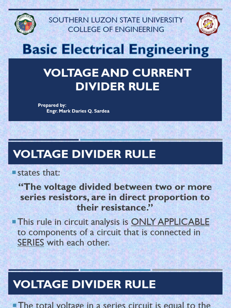 Voltage and Current Divider | PDF | Series And Parallel Circuits ...