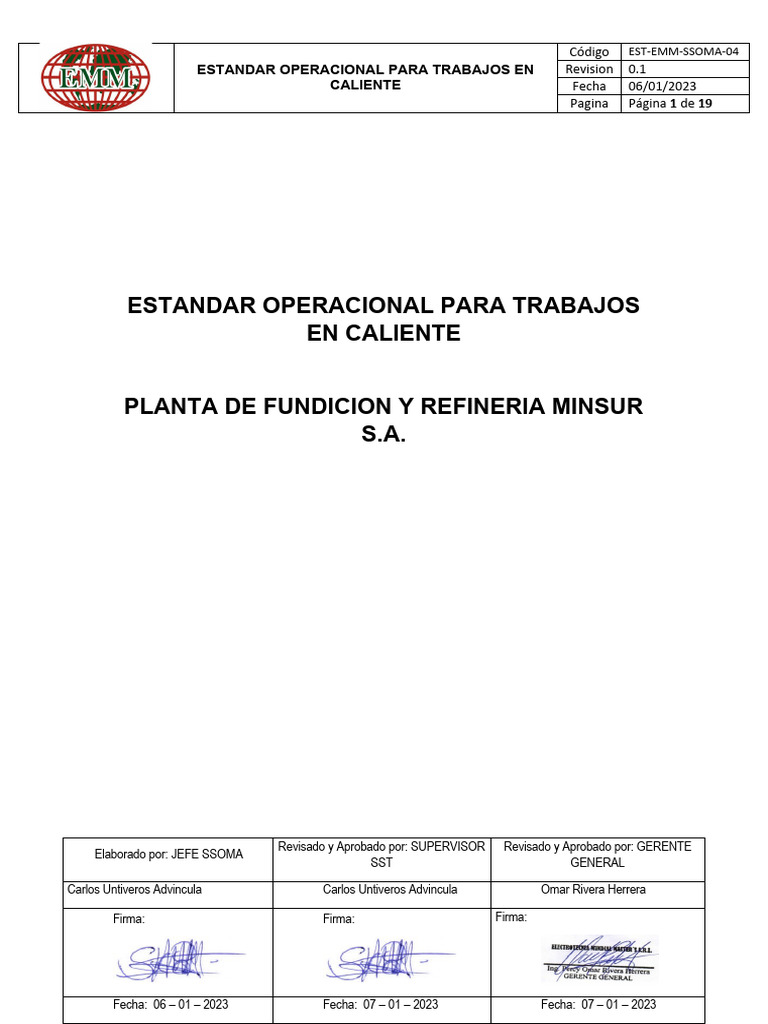 Est-Pem-Ssoma-04 Estandar para Trabajos en Caliente | PDF | Soldadura ...
